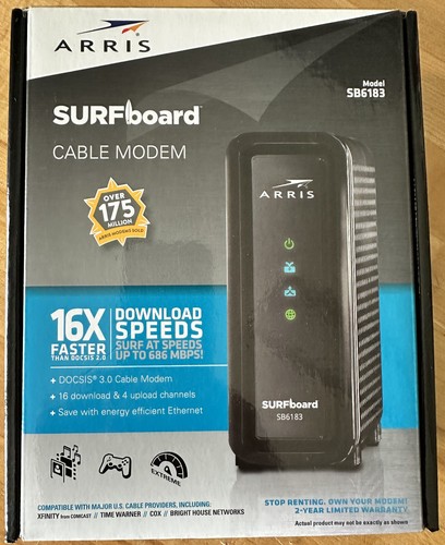 ARRIS SB6183 Surfboard 16x4 DOCSIS 3.0 Cable Modem - Black 612572213124 ...