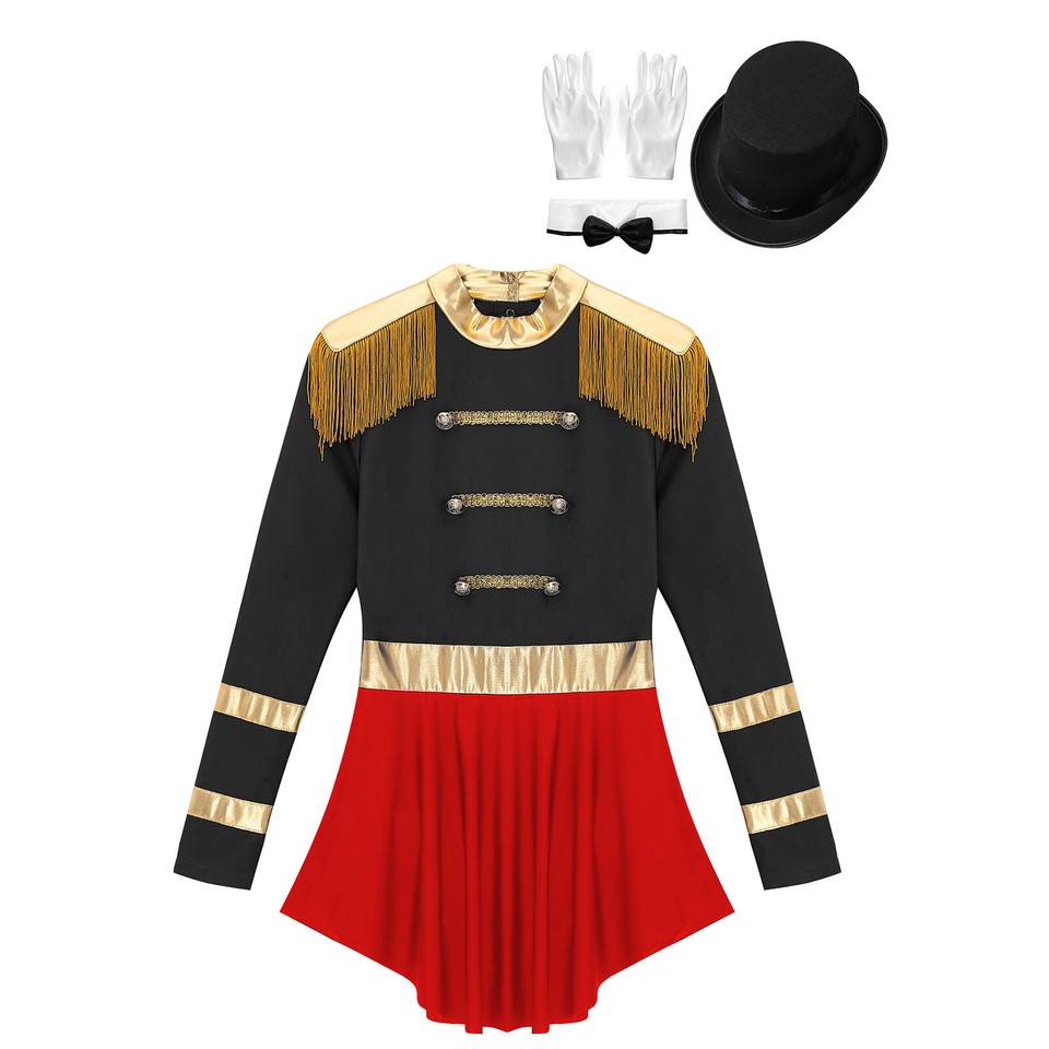 Womens Circus Ringmaster Jumpsuit Dress Halloween Showman Stage Shows ...