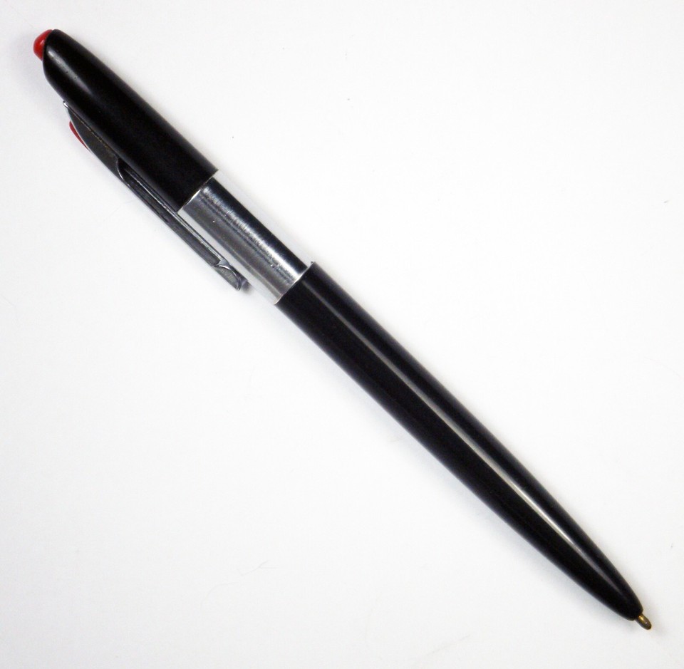 Vintage SCRIPTO 100 Ballpoint Pen: Black & Red Plastic , Chrome | eBay