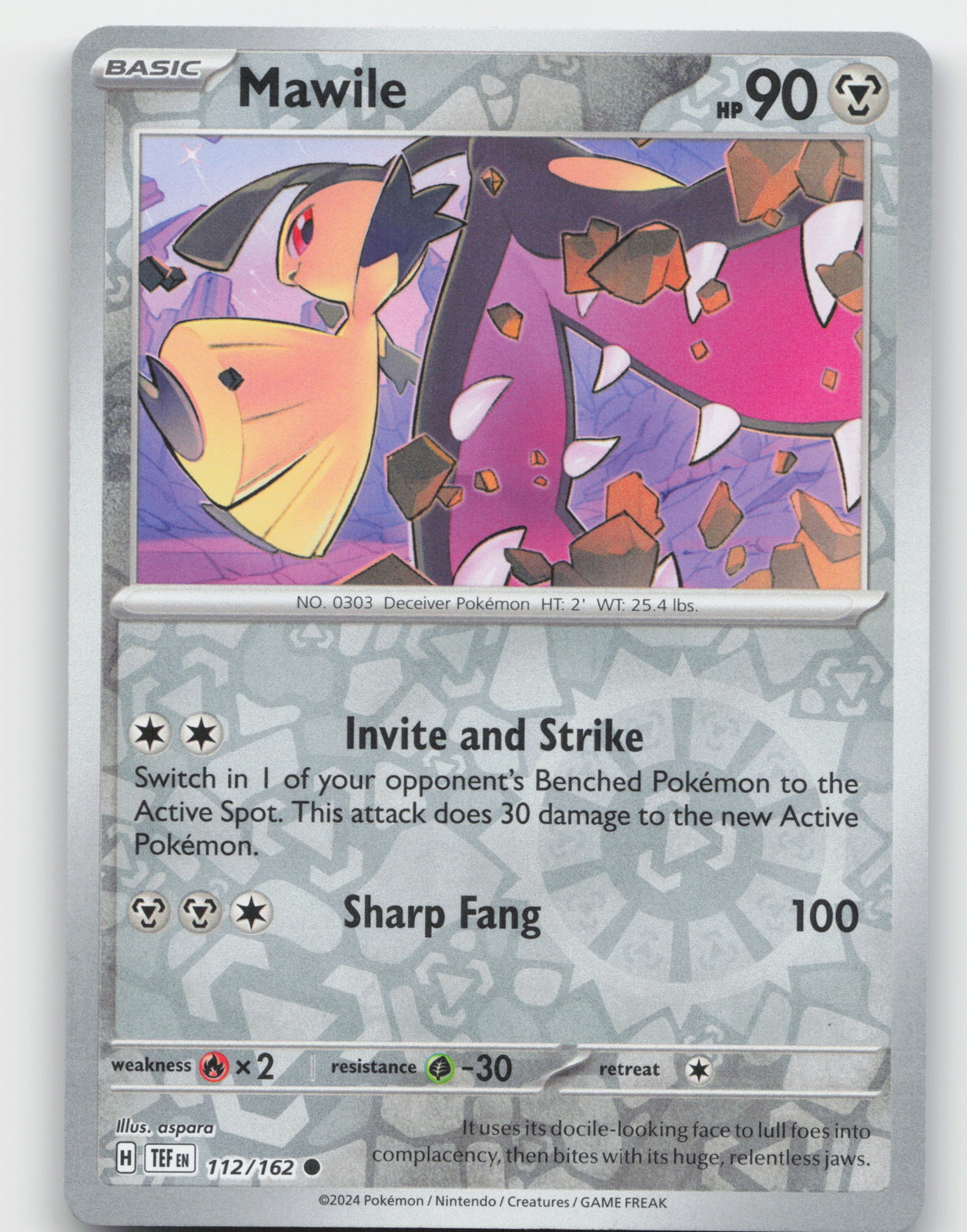 Mawile #112/162 Reverse Holo Pokémon Temporal Forces Near Mint or ...