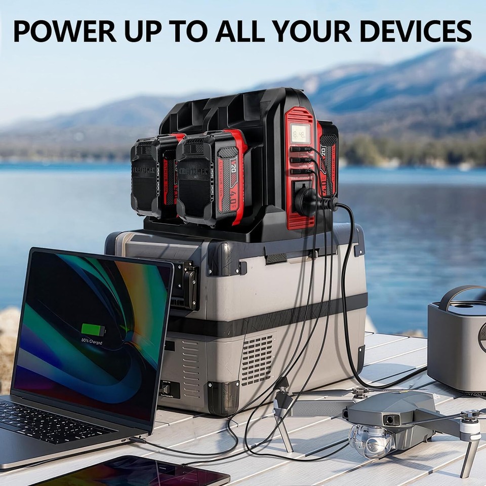 Power Inverter for Craftsman V20 Battery 4-Port DC 18V~ AC 110V Battery ...