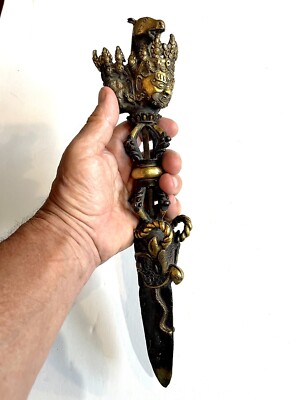 Antique Fine Quality Tibet Buddhist Bronze PHURBA Ritual Ceremonial ...