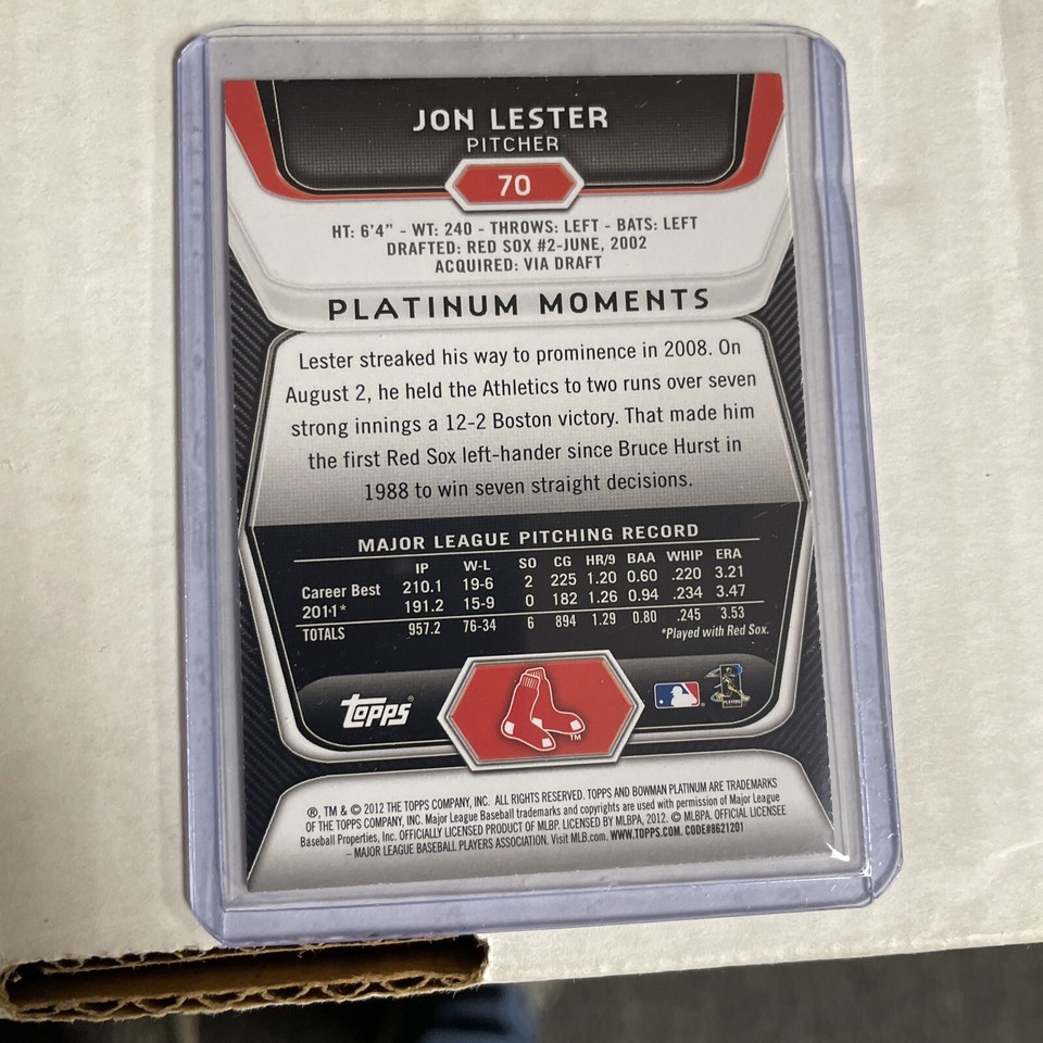 2012 Bowman Platinum Jon Lester, Boston Red Sox - #70 | eBay
