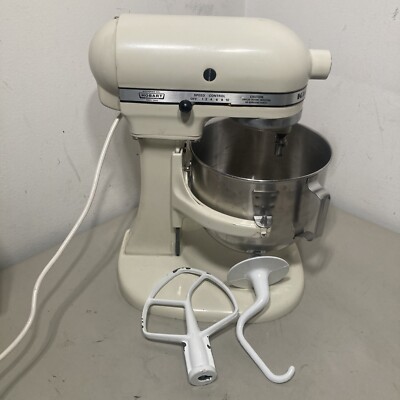 KitchenAid Hobart Vtg Model K5-A White 10 Speed Lift Stand Mixer & 2 ...