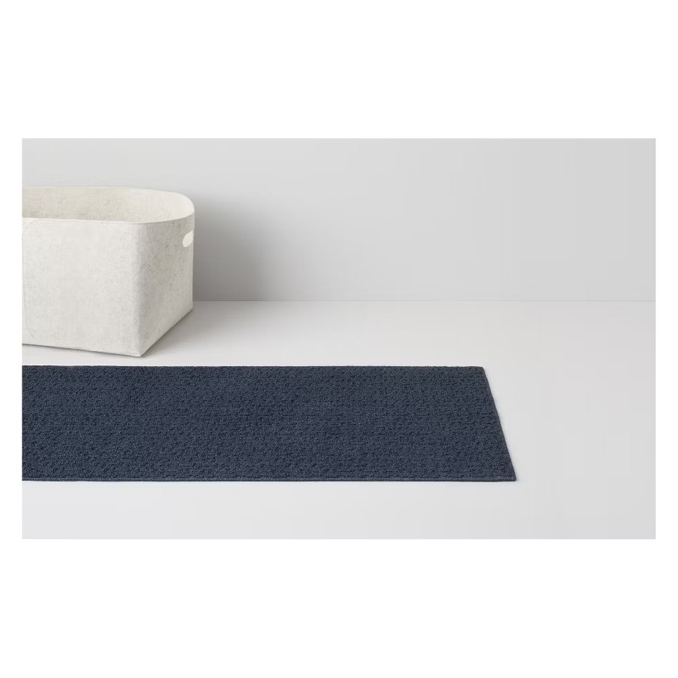 2'x7' Washable Solid Machine Tufted Runner Rug Blue - Threshold ...