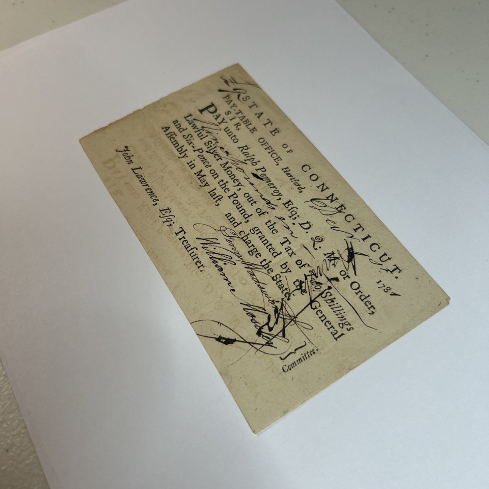 1781 Revolutionary War Connecticut Pay Order – Ralph Pomeroy | eBay
