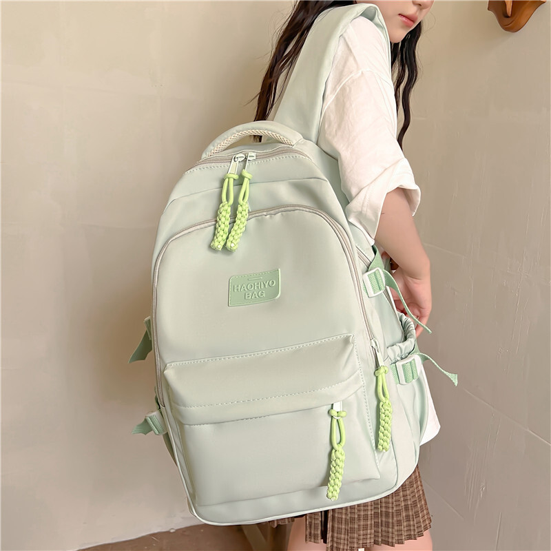 Trendy Female Student Backpack Urban Simple Style Solid Color Double ...