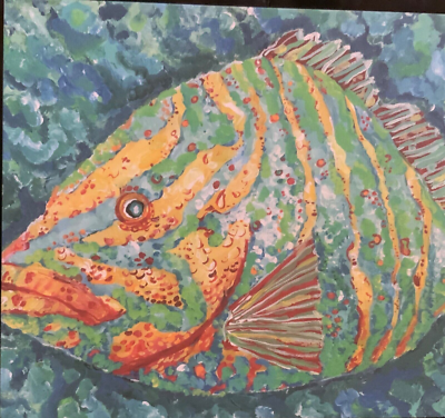 Grouper Fish Painting Grouper Fish Painting For Tropical Decor Canvas