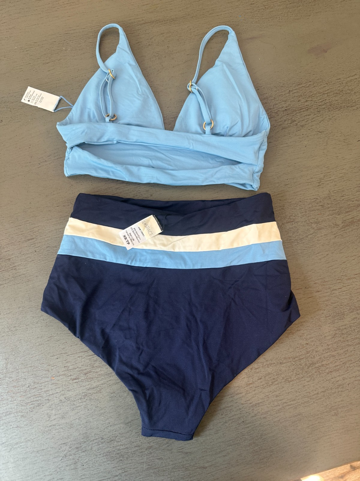 NEW blue L SPACE two piece swimsuit bikini size XS | eBay
