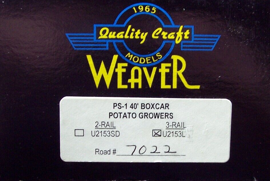 WEAVER O SCALE PRR PENNSYLVANIA POTATO GROWERS PS-1 40' BOX CAR 3 RAIL ...