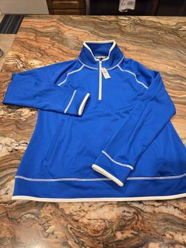 Talbots Size L Performance Interlock Half-Zip Pullover Mock Neck Stretch NWT | eBay