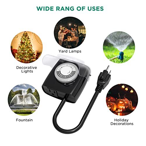 Outdoor Mechanical 24 Hour Programmable Outlet Waterproof Electrical ...
