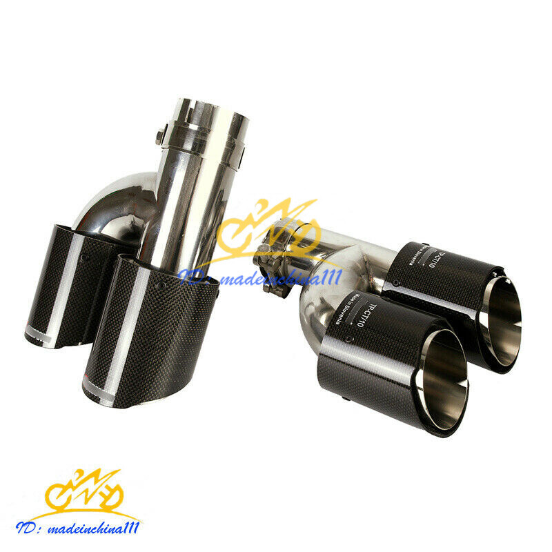 Carbon Fiber Car Exhaust Tip Dual Holes Muffler End Tail Pipe IN 63mm ...