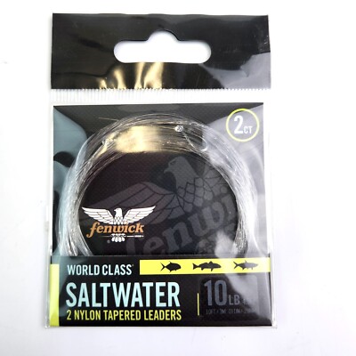 Fenwick World Class Saltwater Nylon Tapered Fly Leaders - 10ft 10lb - 2 ...
