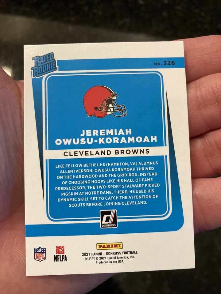 Jeremiah Owusu-Koramoah Rated Rookie 2021 Panini Donruss Card #326 | eBay