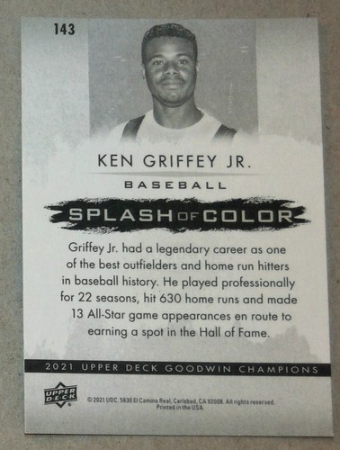 2021 Upper Deck Goodwin Champions - Splash of Color Ken Griffey Jr #143 ...