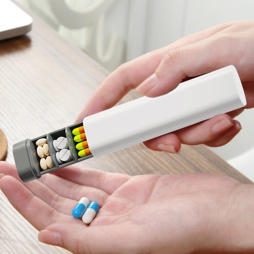 Travel Portable Pill Box Storage Case Pull Out 7 Day Ergonomic Reusable ...