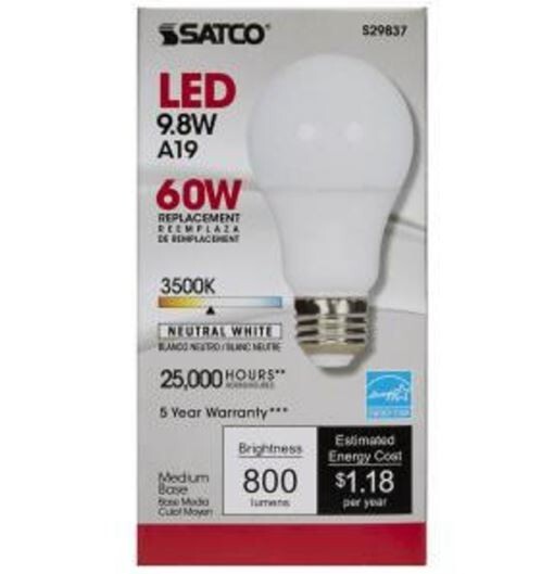 Satco S29837 Solid State LED Light Bulb (Pack of 6), Frosted Finish ...