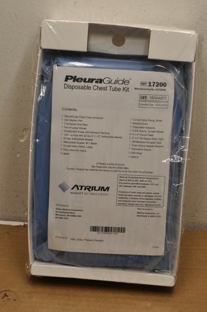 Atrium Pleura Guide Disposable Chest Tube Kit 17200 for sale online | eBay