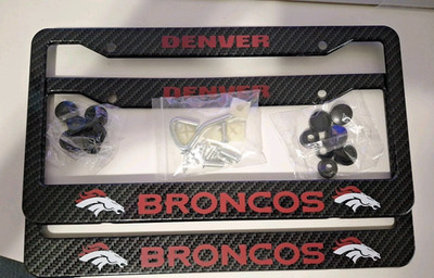 Denver Broncos Authentic Metal Black License Plate Frame w/ Acc. Auto ...