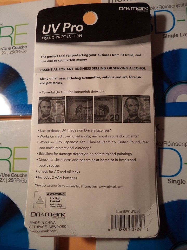 DRI MARK UVProPlus B Fraud Protection Light Detect Counterfeit Money ID ...