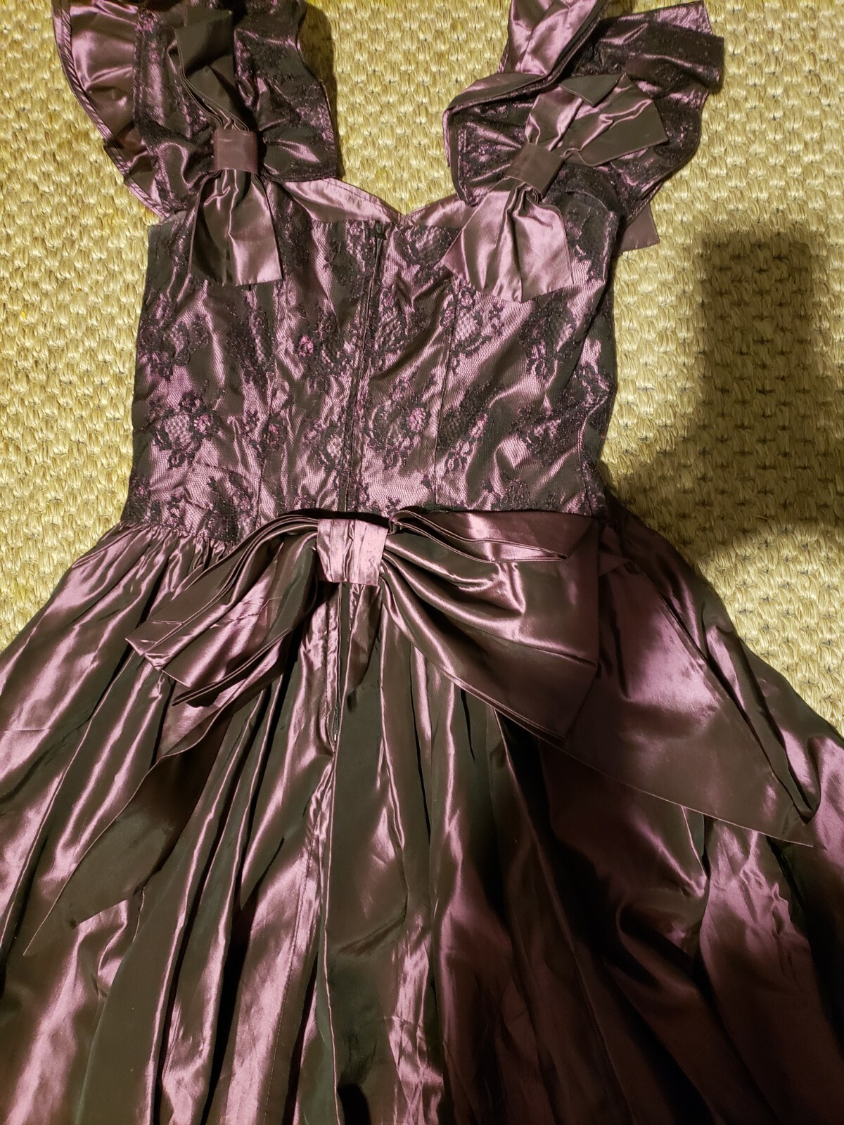 Vtg 90 sweetheart neckline bows metallic ruffle bow H… - Gem