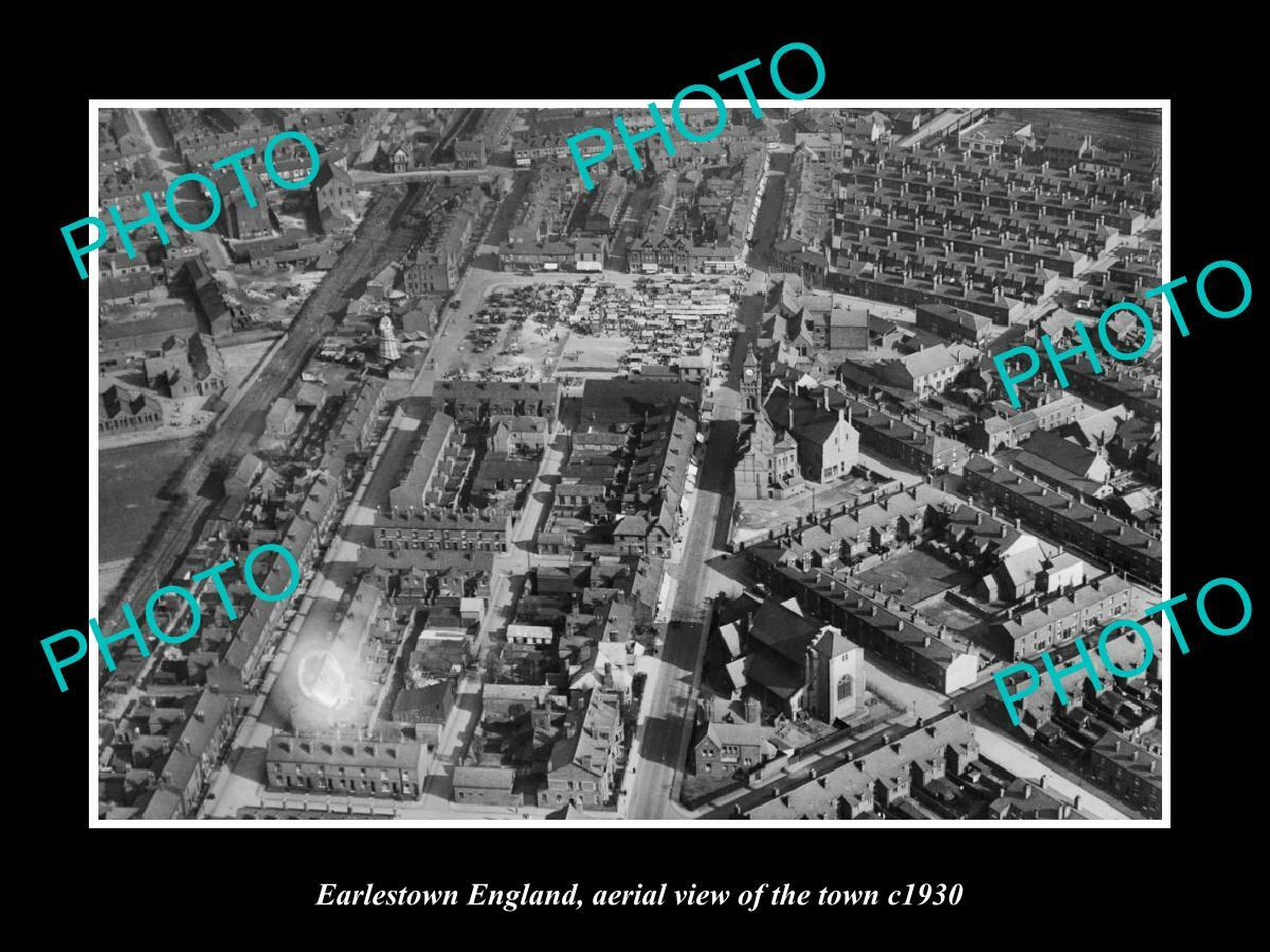 OLD 8x6 HISTORIC PHOTO OF EARLESTOWN ENGLAND AERIAL VIEW OF THE TOWN ...