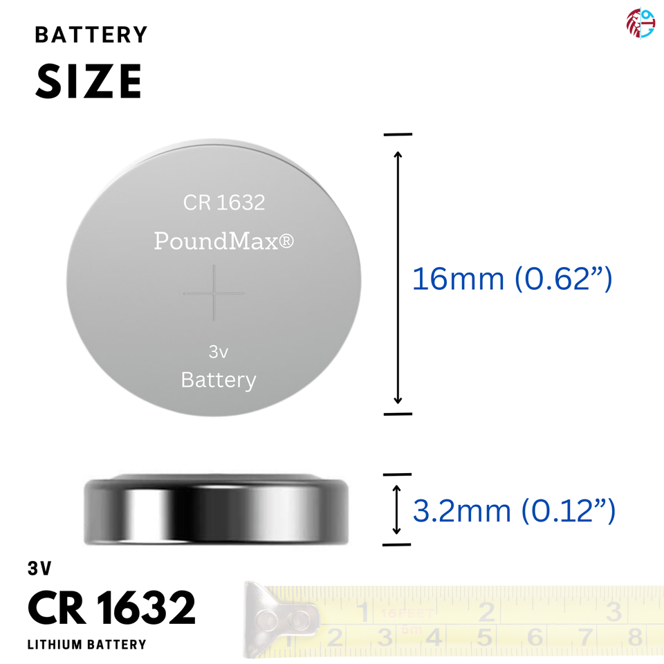 5 X 1632 CR1632 DL1632 KL1632 BR1632 L1632 PoundMax LITHIUM BUTTON CELL ...