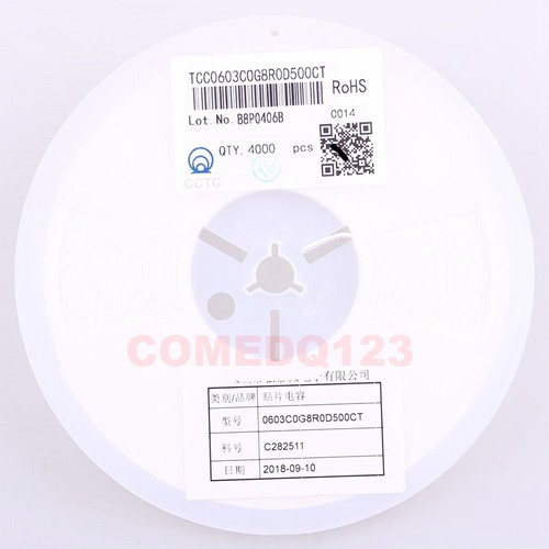 4000PCS/Reel 0603 8pF 50V C0G/NP0 ±0.5pF TCC0603COG8R0D500CT CCTC ...