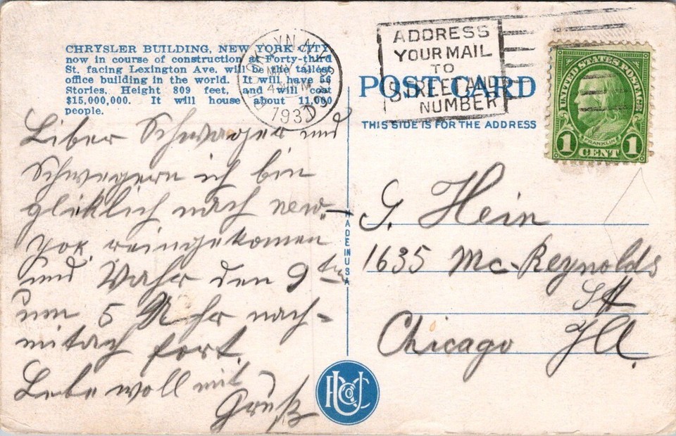 New York NY Chrysler Building William Van Allen Architect Vintage ...