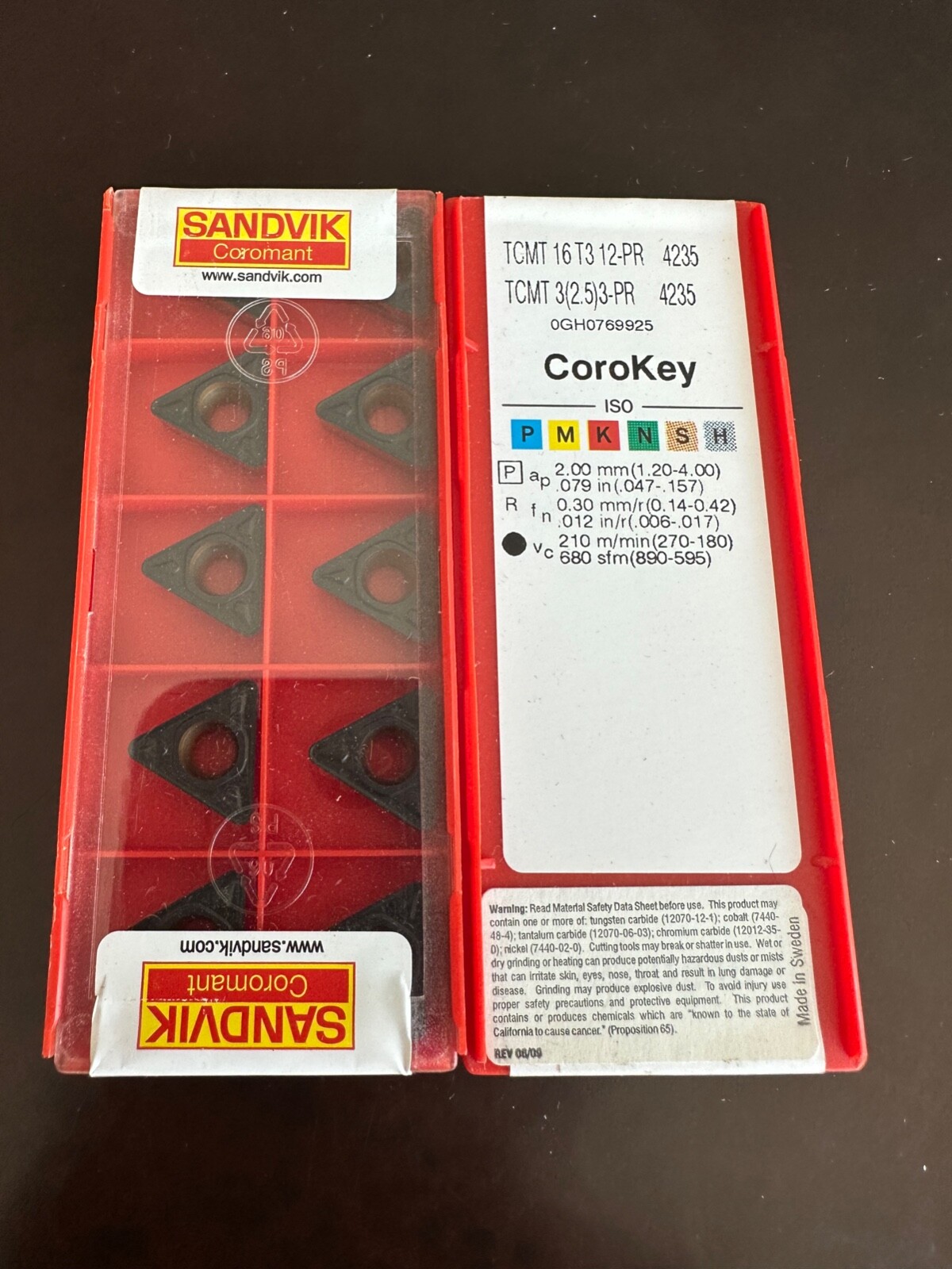 SANDVIK CARBIDE INSERTS QUANTITY 10 TCMT 16 T3 12-PR 4235 TCMT 3(2.5)3 ...