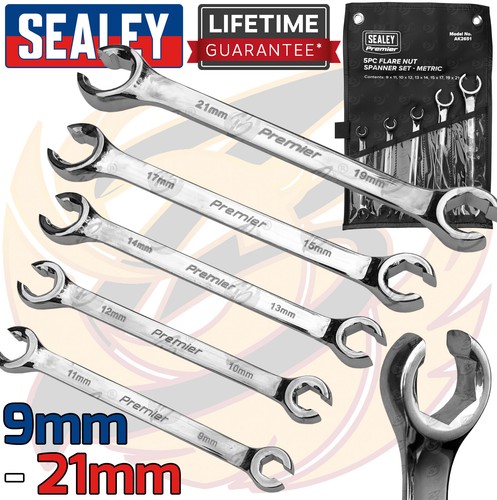 SEALEY Flare Nut Spanner Set 5pc Brake Pipe Gas Fuel Spanner Flare ...