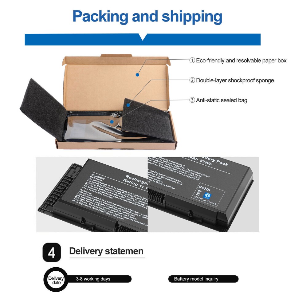 11.1V 7800mAh FV993 M6600 Battery for Dell Precision M4800 M4600 M6800 ...