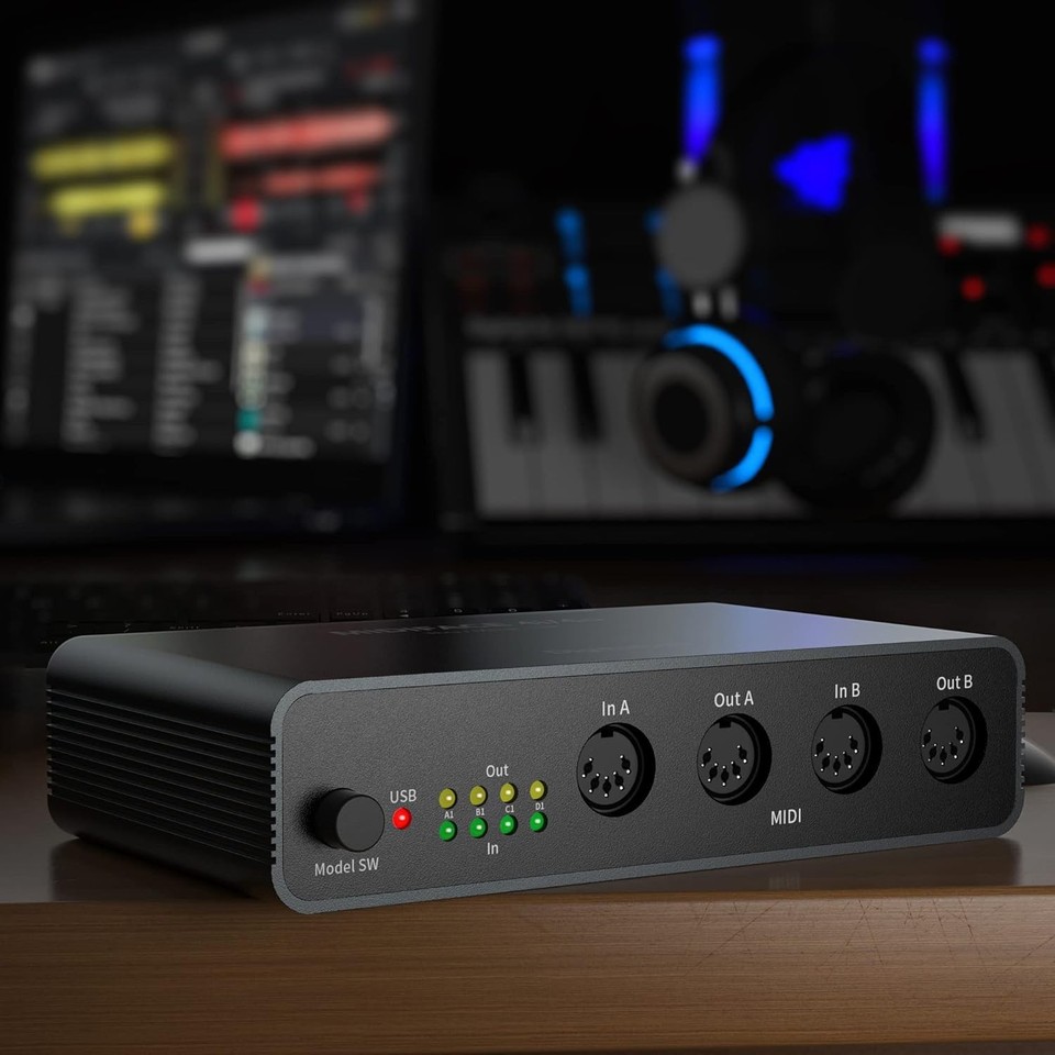 4i/4o MIDI Thru Box with 2i/4o MIDI Merge, MIDI-USB Interface Switcher ...
