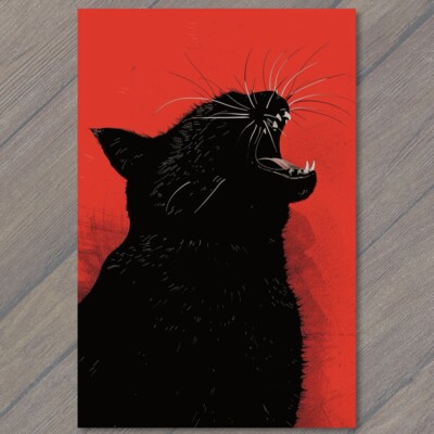 FLATCARD Black Cat Angry Weird Creepy Pet Unusual Cute Scary Strange ...