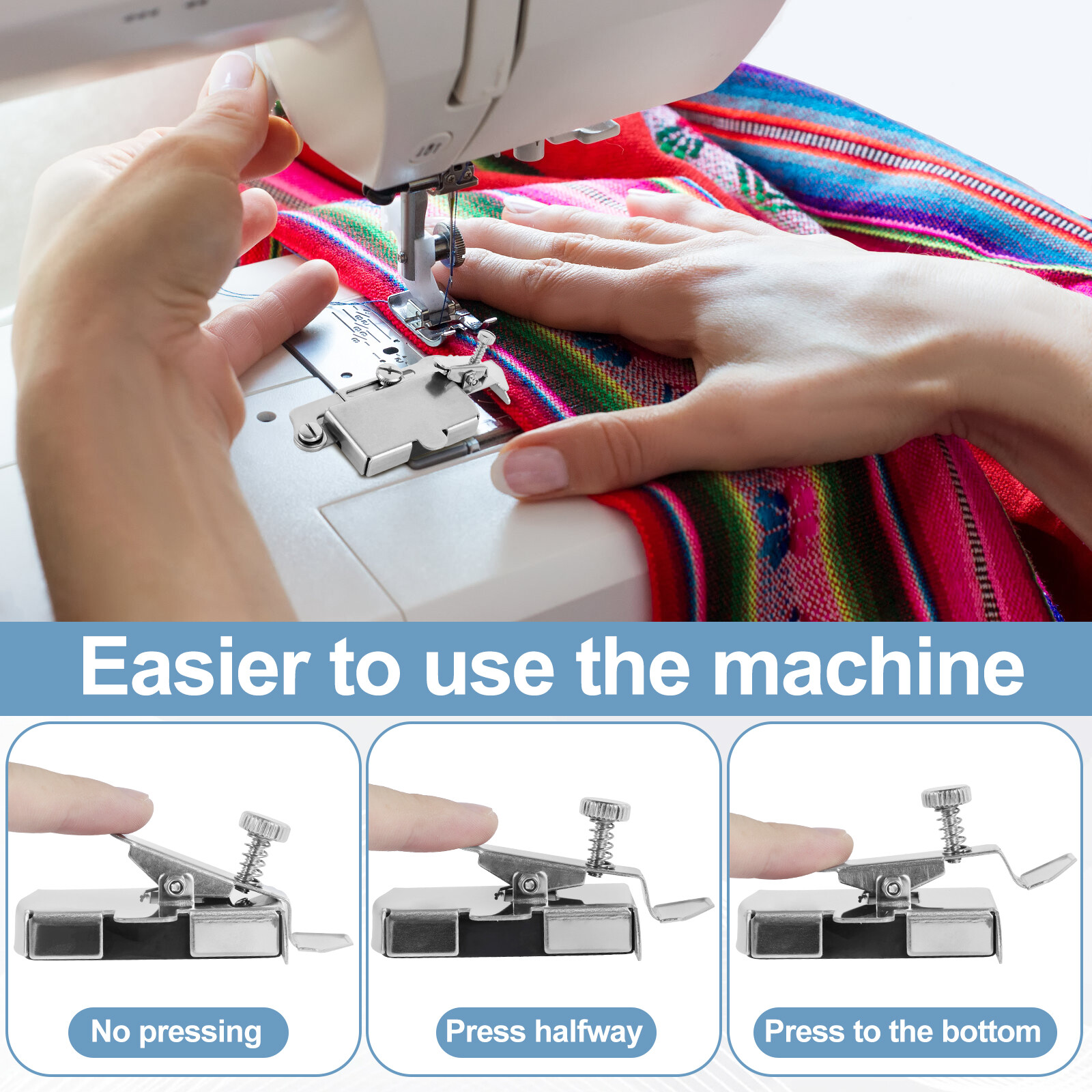 2Pcs Magnetic Seam Guide Stainless Steel Sewing Hemmer Guide Hem Guide ...