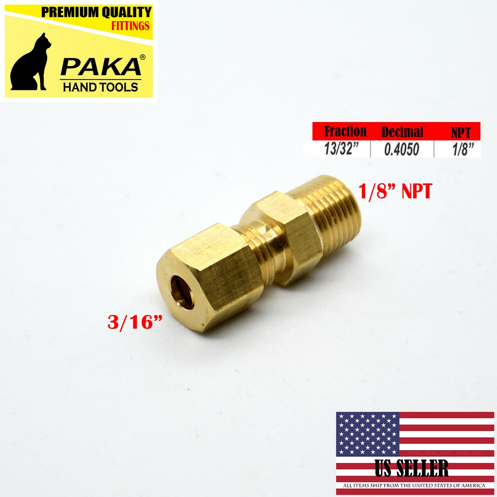 10 PC - Compression Brass Fitting 3/16" OD Tube X 1/8" NPT Male Pipe | eBay