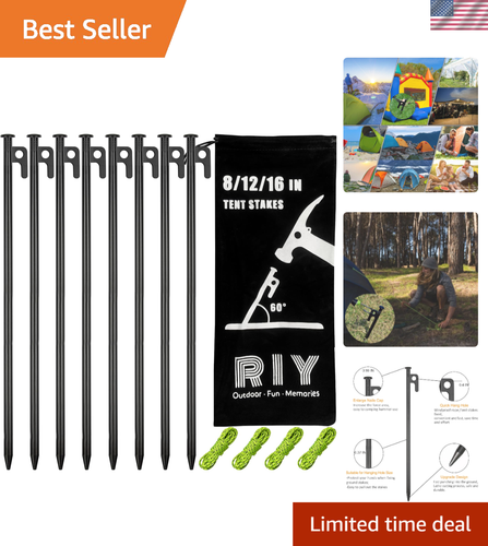 8 Pack 16 Inch Unbreakable Tent Pegs - High-Quality Steel for Camping ...