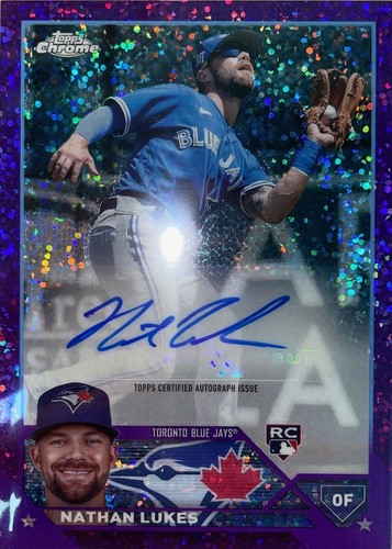 2023 Topps Chrome Update #AC-NL Nathan Lukes Rookie Auto Purple Speckle ...
