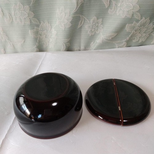 Amber-Colored Lacquer, Round Natsume With Folded Lid ...