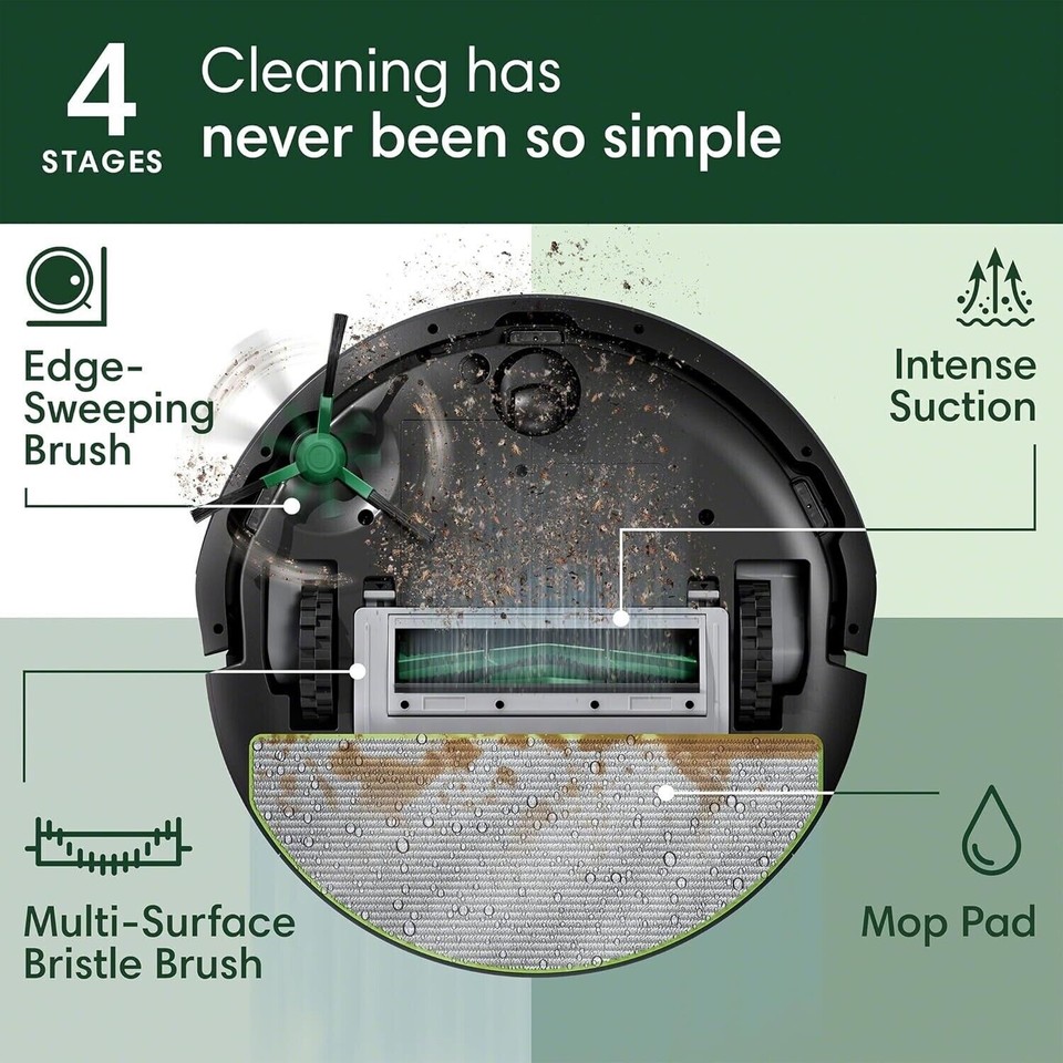iRobot Roomba 105 Combo Robot Vacuum & Mop LiDAR, Alexa, Strong Suction ...