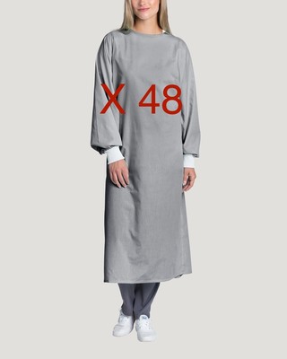New 48 units hospital gowns grey washable 80% polyester 20% cotton one ...