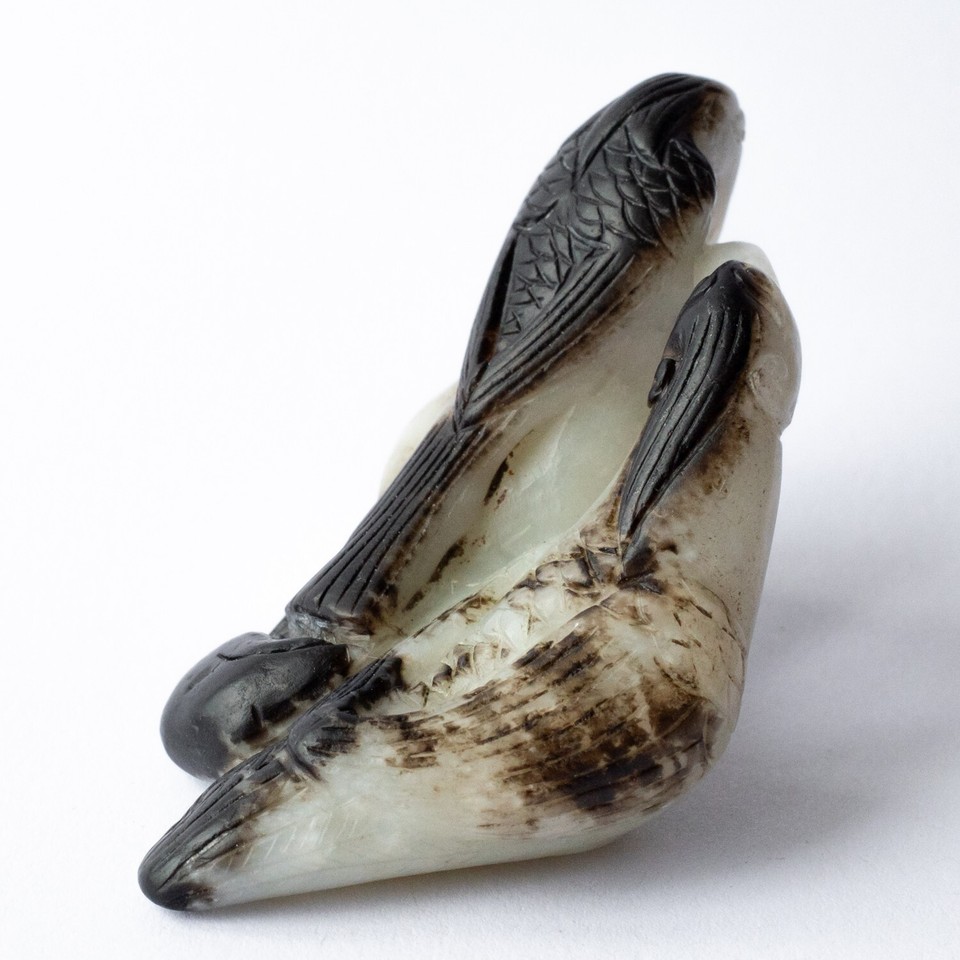 Fine Chinese Antique Jade Carving Birds and Peaches Qing or Republic ...