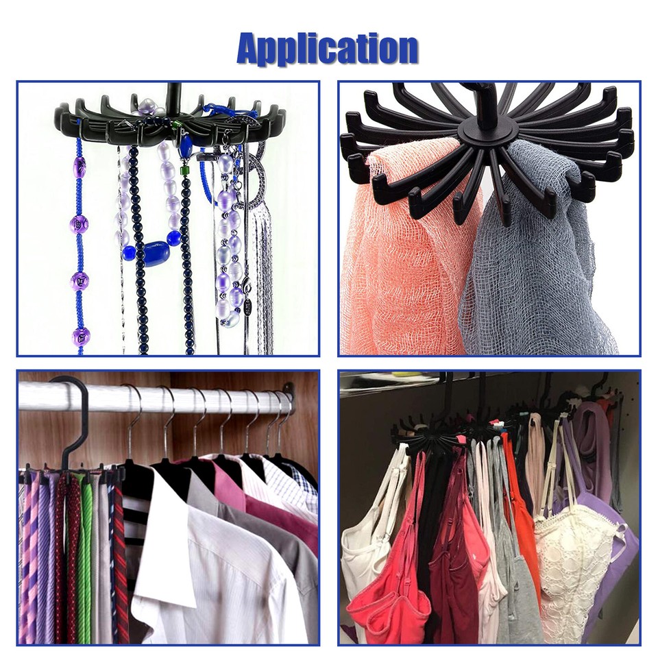 3X Neck Tie Rack 360° Adjustable Hanger Organizer Scarf Belt Hook ...