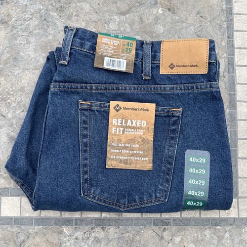 Member's Mark RELAXED FIT Men Dark Blue Jeans DURABLE HEAVY WEIGHT ...