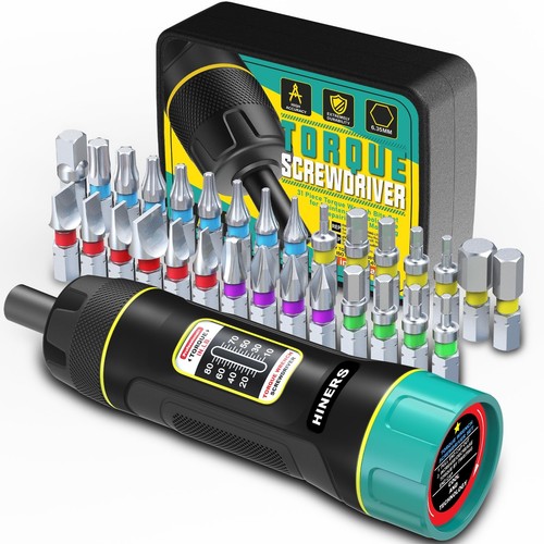 31 Piece Torque Screwdriver Wrench Driver Set 1/4" 10-80 Inch Pounds ...