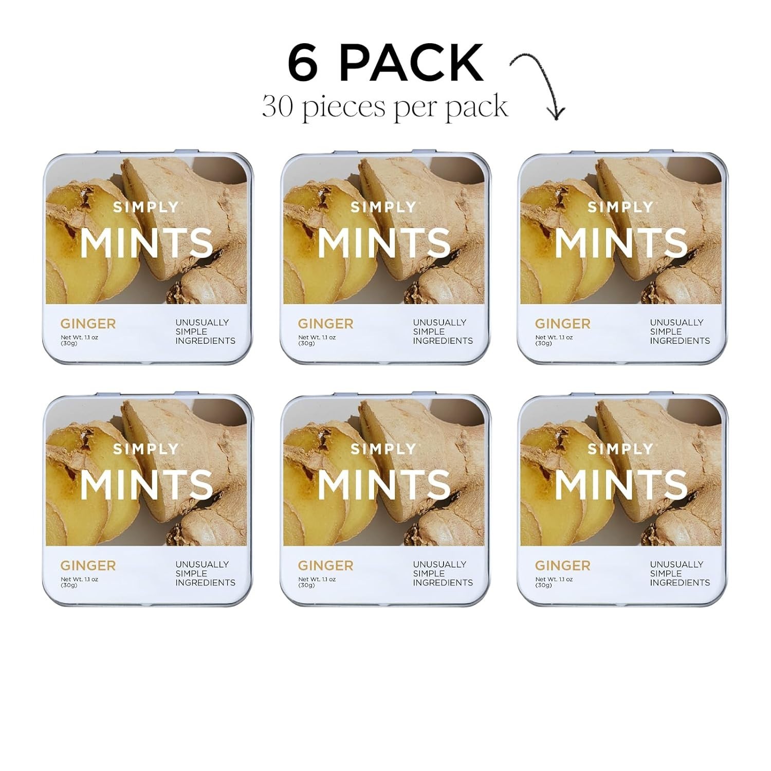 Aspartame-Free Ginger Mints SIMPLY 180ct 6 Pack Real Ginger Oil Kosher | eBay