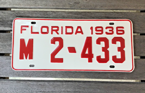 1936 Florida Dealer License Plate - Professionally Restored Original ...