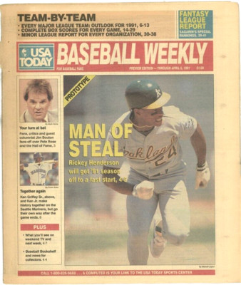 1991 USA TODAY BASEBALL WEEKLY PREVIEW EDITION PROMO PROTOTYPE EDITION ...