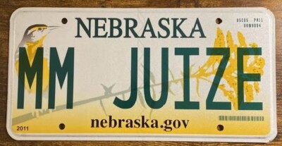 MM JUIZE Vanity License Plate Nebraska MM Juice & Restaurant Minute ...